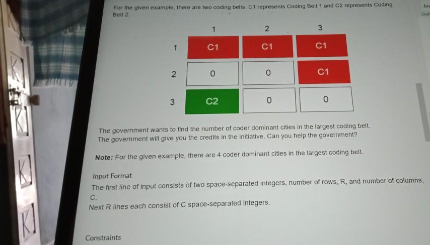 Solved Coding Belt (100 Martes) A state is divided into R*C | Chegg.com