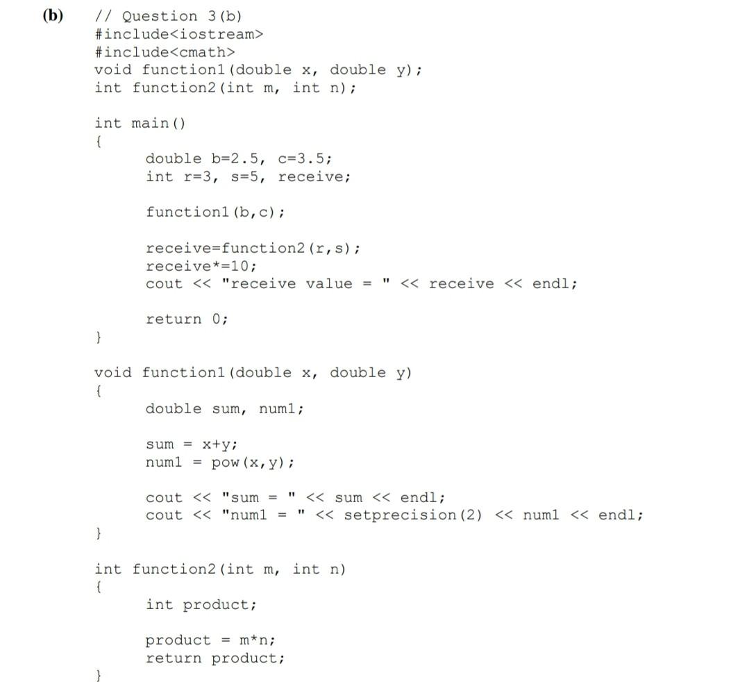 Solved QUESTION 3 Write down exactly all the expected output | Chegg.com