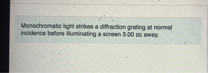 Solved Monochromatic light strikes a diffraction grating at | Chegg.com