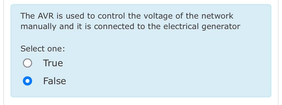 Solved The AVR is used to control the voltage of the network | Chegg.com