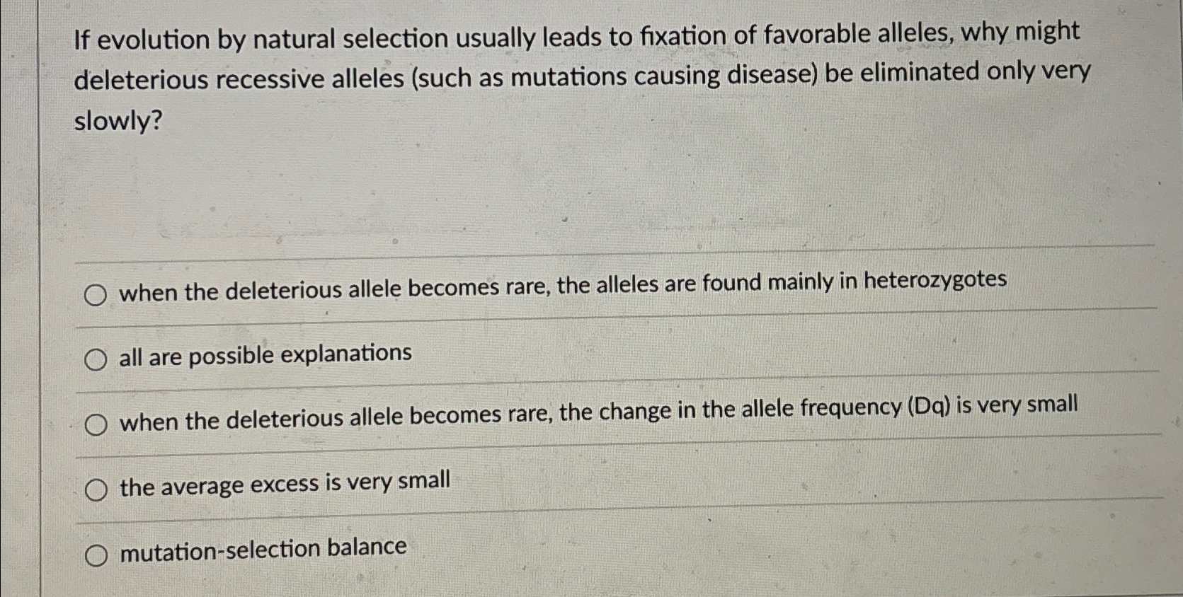 Solved If evolution by natural selection usually leads to | Chegg.com
