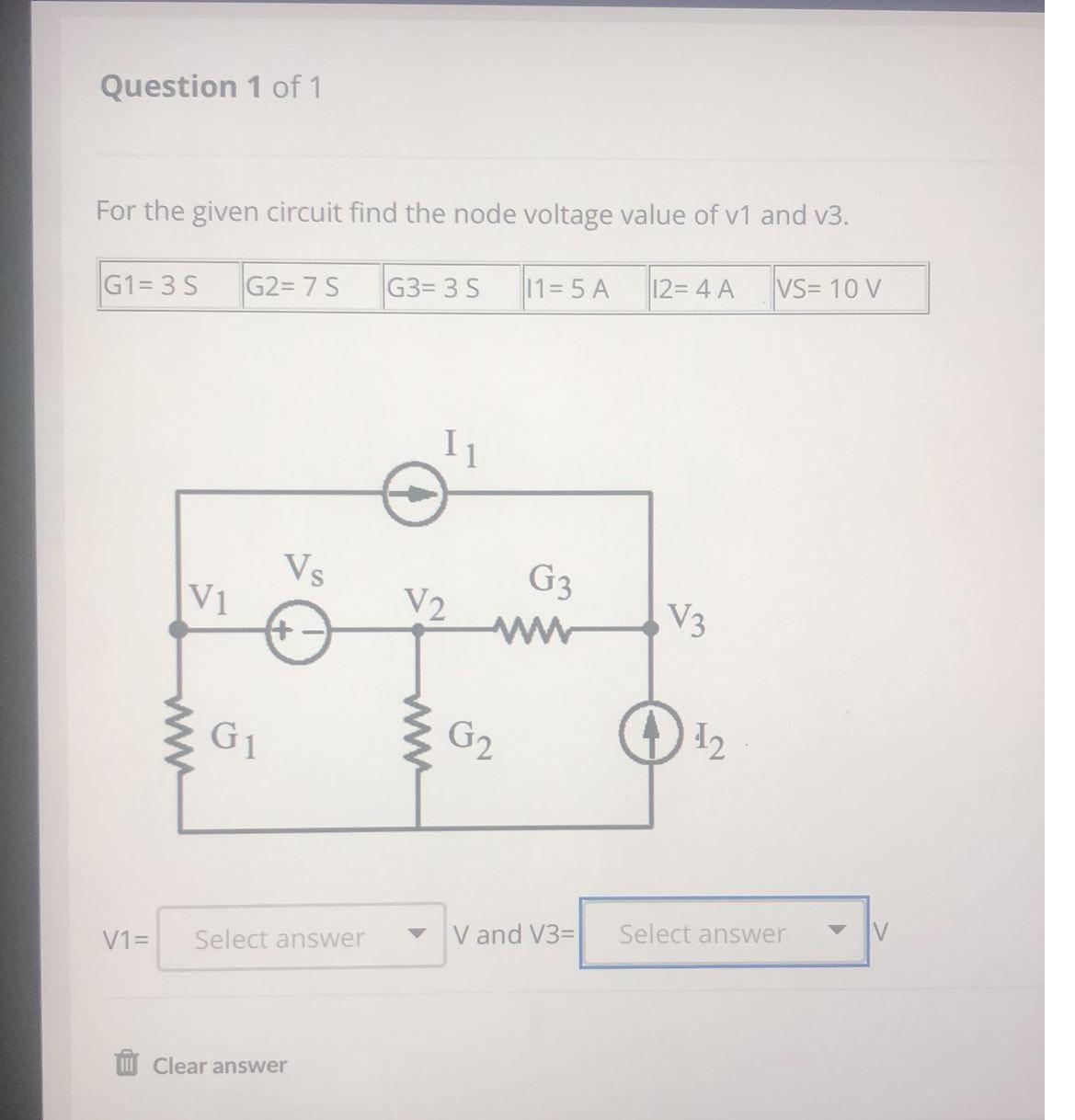 Solved Question 1 ﻿of 1For the given circuit find the node | Chegg.com