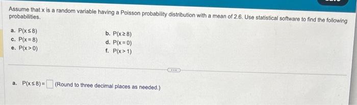 Assume that x is a random variable having a Poisson | Chegg.com
