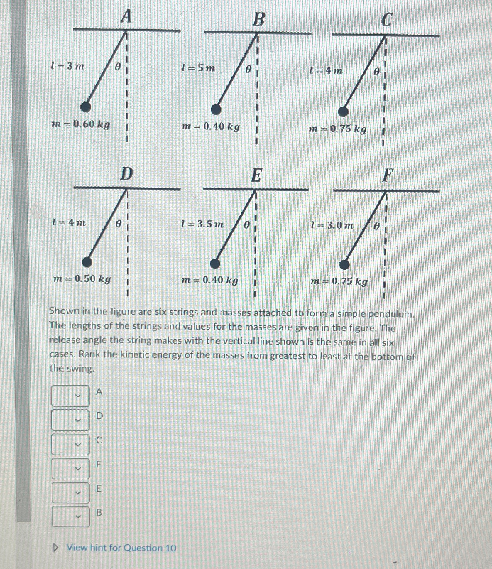 Solved Shown in the figure are six strings and masses | Chegg.com