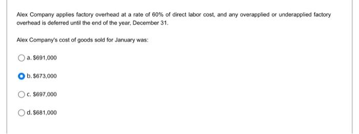 Solved Alex Company had the following inventories at the | Chegg.com