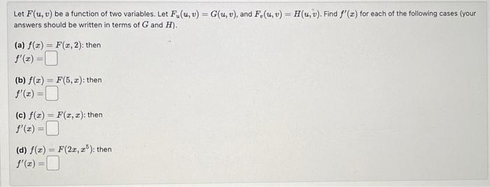 Solved Let F(u,v) be a function of two variables. Let | Chegg.com