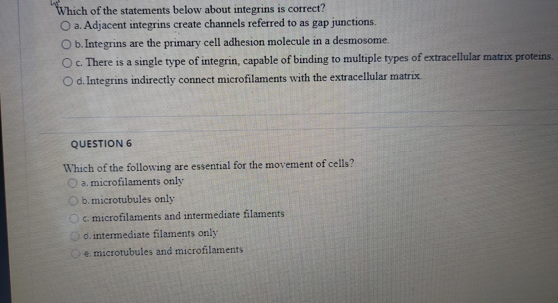 Solved Which of the statements below about integrins is | Chegg.com