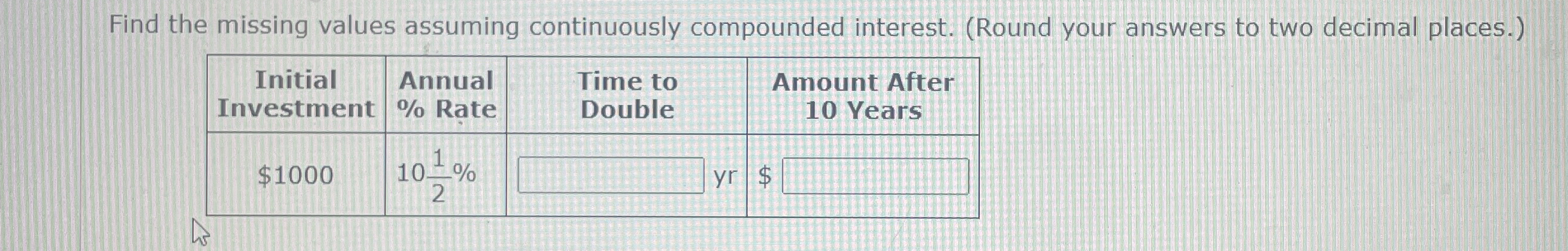 Solved Find the missing values assuming continuously | Chegg.com
