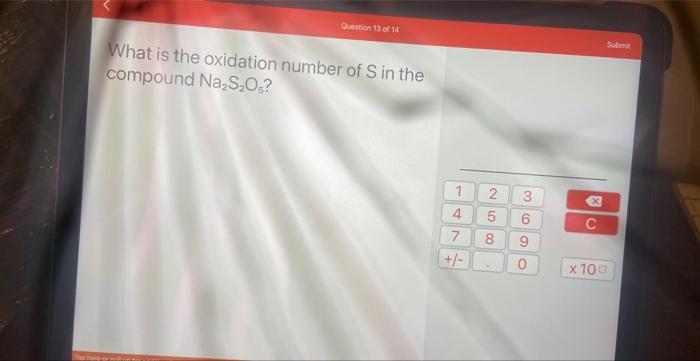 Solved What is the oxidation number of S in the compound Na2 | Chegg.com