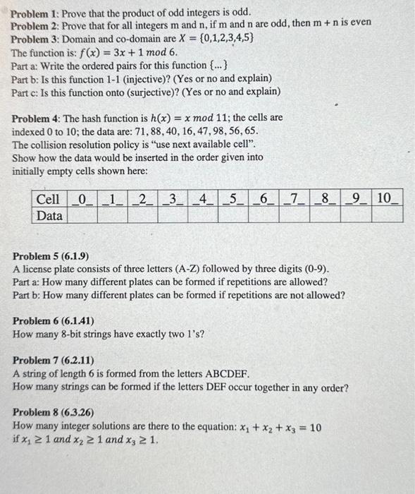 Solved Problem 1: Prove that the product of odd integers is | Chegg.com