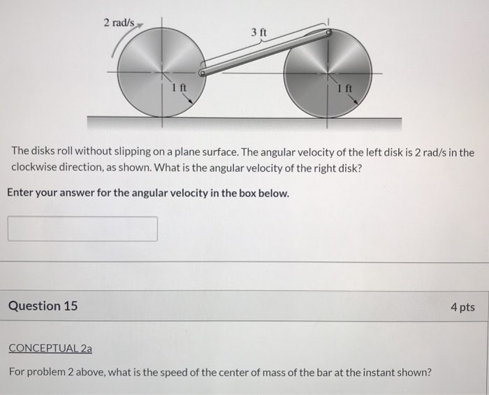 Solved 2 rad/s The disks roll without slipping on a plane | Chegg.com