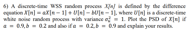 Solved A discrete-time WSS random process x[n] ﻿is defined | Chegg.com