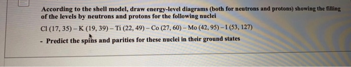 Solved According to the shell model, draw energy-level | Chegg.com