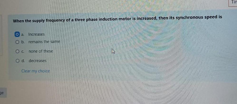 Solved When the supply frequency of a three phase induction | Chegg.com