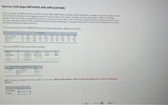Solved Exercise 12.18 (Algo) METHODS AND APPLICATIONS The | Chegg.com