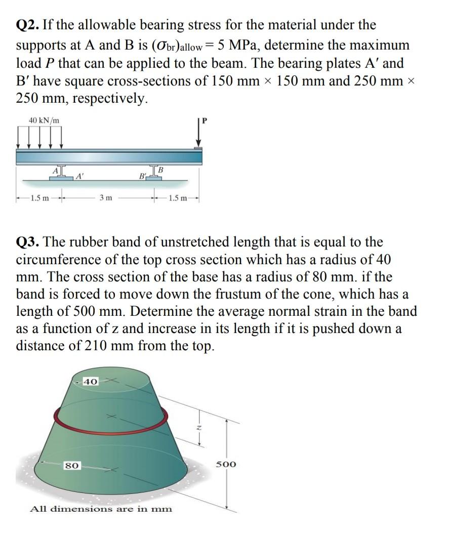 Solved Q2. If the allowable bearing stress for the material | Chegg.com
