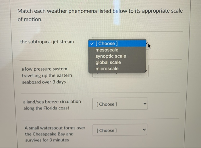 Solved Match each weather phenomena listed below to its | Chegg.com