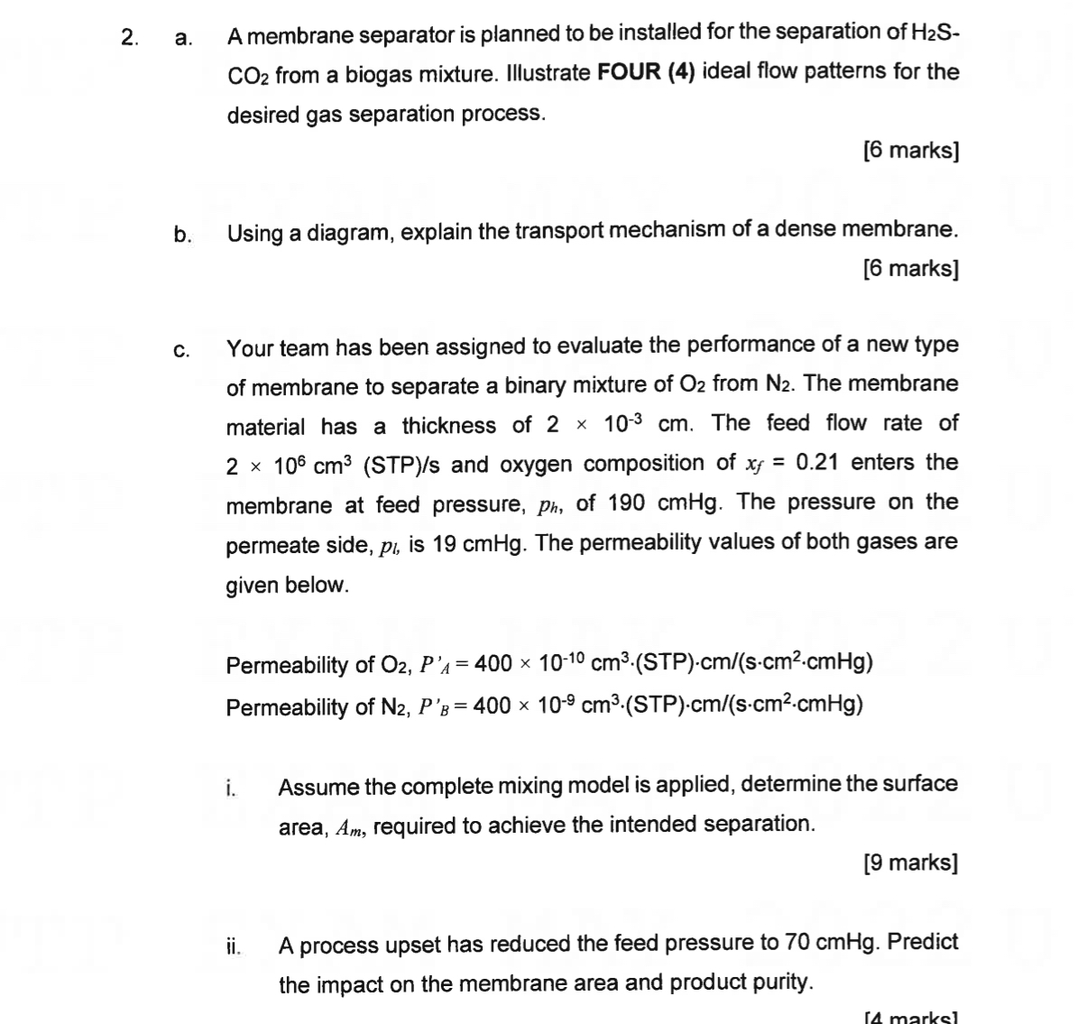 Solved a. ﻿A membrane separator is planned to be installed | Chegg.com