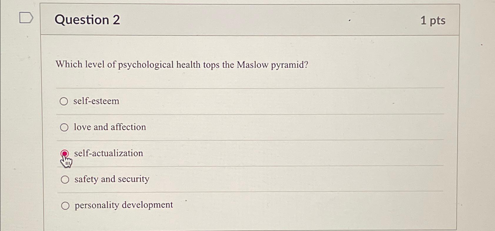 Solved Question 21 ptsWhich level of psychological health | Chegg.com Solved Question 21 ptsWhich level of psychological health | Chegg.com