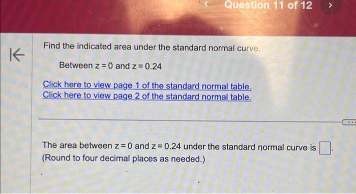 Solved Find the indicated area under the standard normal | Chegg.com
