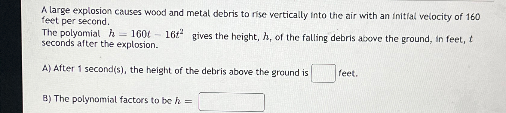 Solved A large explosion causes wood and metal debris to | Chegg.com