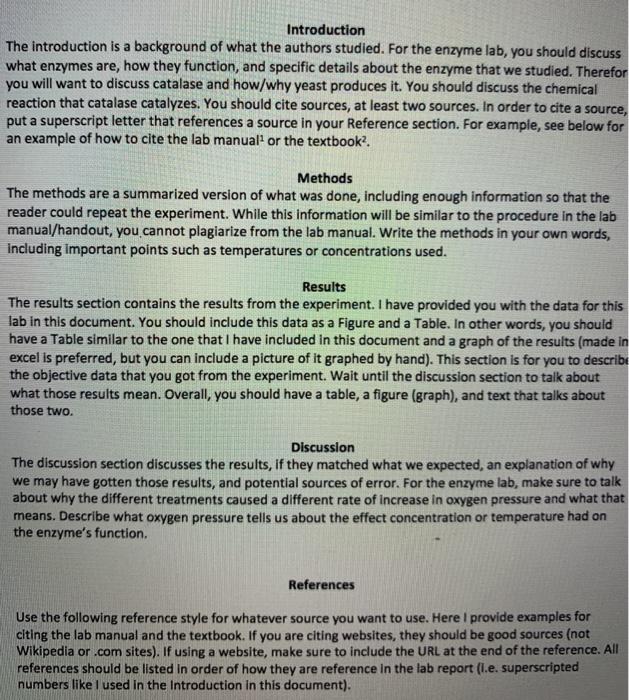 Solved Enzyme Lab Report Use the data in this document to | Chegg.com