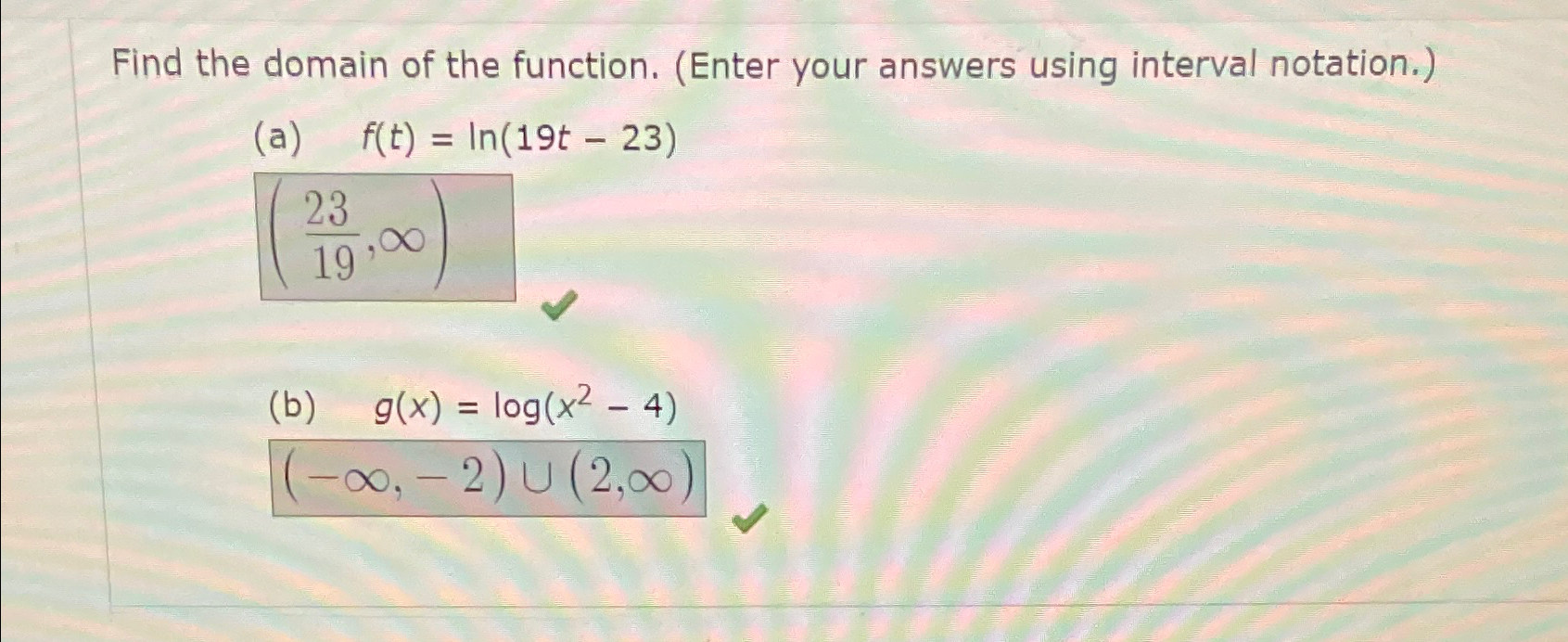 Solved Find the domain of the function. (Enter your answers | Chegg.com