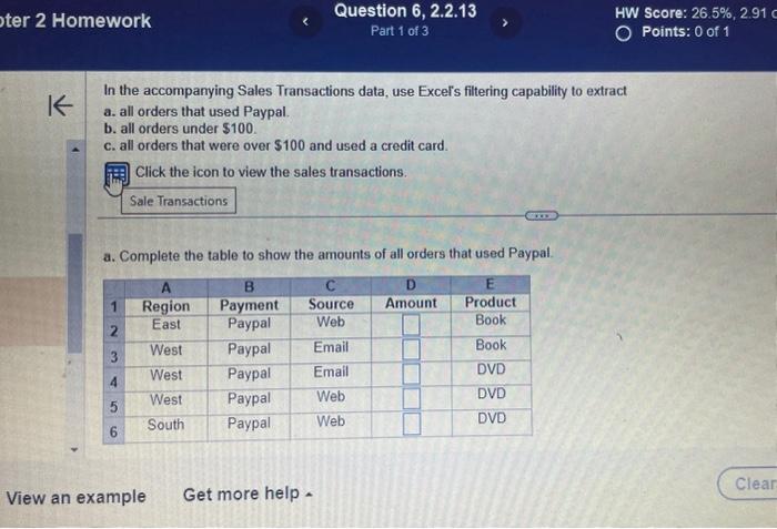 Solved In the accompanying Sales Transactions data, use | Chegg.com