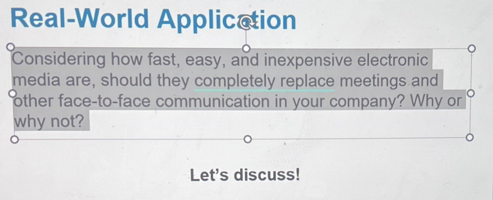 Solved Real-World Applica্tion° ﻿Considering how fast, easy, | Chegg.com