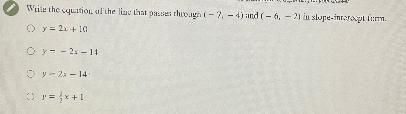 Solved Write the equation of the line that passes through | Chegg.com