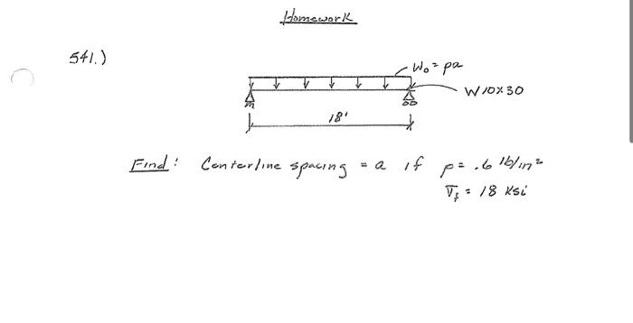 Solved Hlamework Find: Contarline spacing =a if p=.616/in2 | Chegg.com