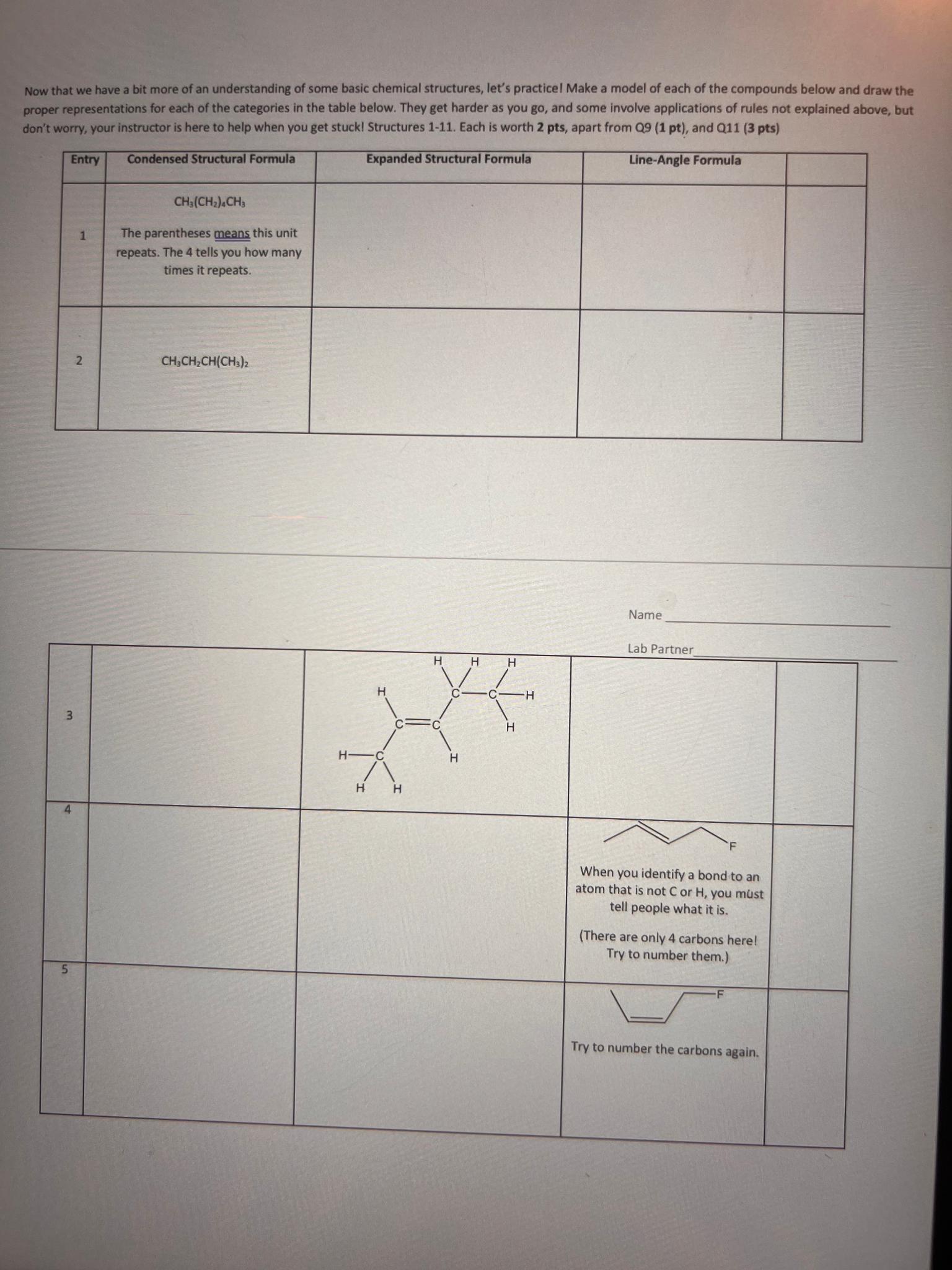 Solved make a model of each of the compounds below, and draw | Chegg.com