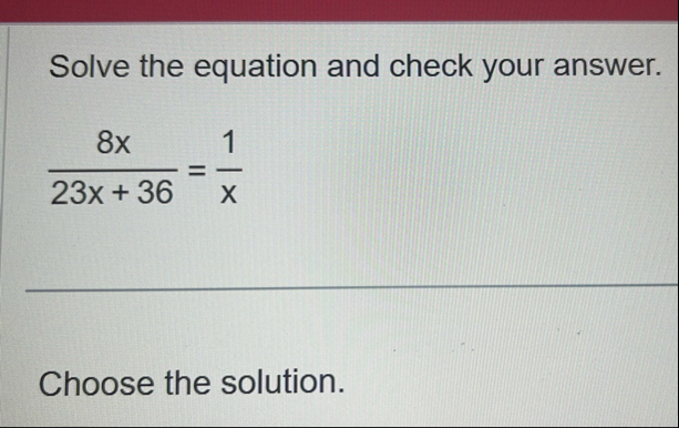 Solved Solve the equation and check your | Chegg.com