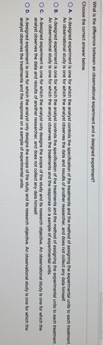 Solved What is the difference between an observational | Chegg.com