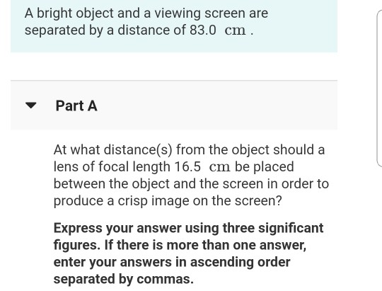 Solved A bright object and a viewing screen are separated by | Chegg.com