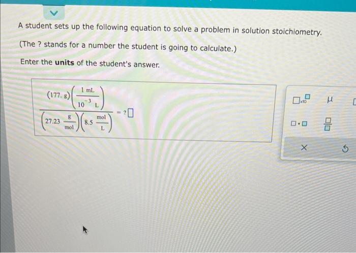 Solved A student sets up the following equation to solve a | Chegg.com