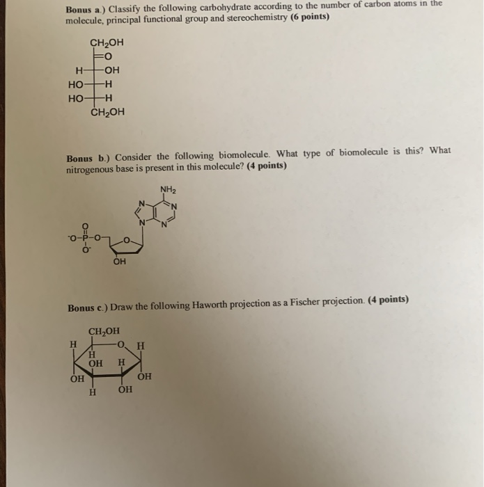 Solved Bonus a.) Classify the following carbohydrate | Chegg.com