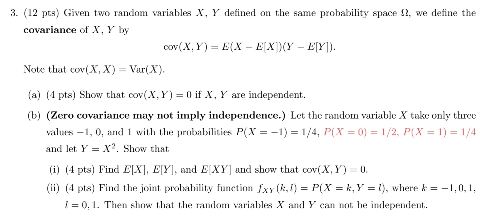 Solved Given two random variables x,Y ﻿defined on the same | Chegg.com