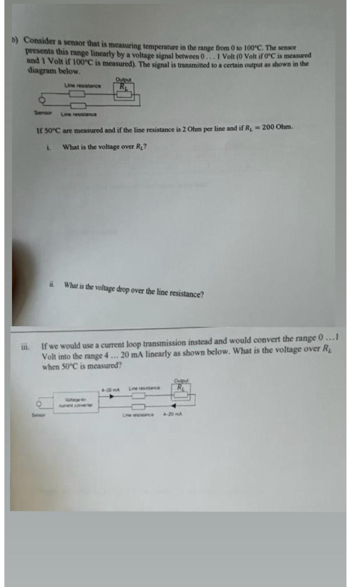 Solved b) ﻿Consider a sensor that is measuring temperature | Chegg.com