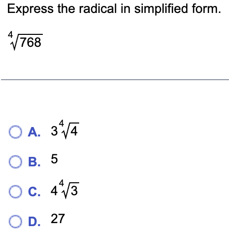 Solved Express the radical in simplified | Chegg.com