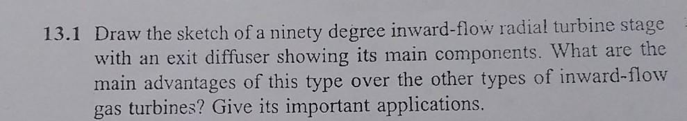 Solved 3.1 Draw the sketch of a ninety degree inward-flow | Chegg.com