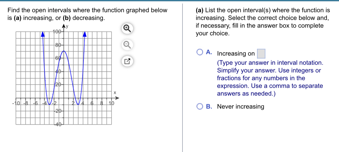 Solved Find the open intervals where the function graphed | Chegg.com