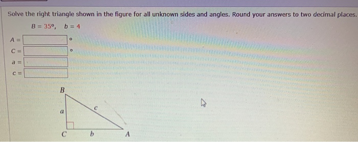 Solved Solve the right triangle shown in the figure for all | Chegg.com