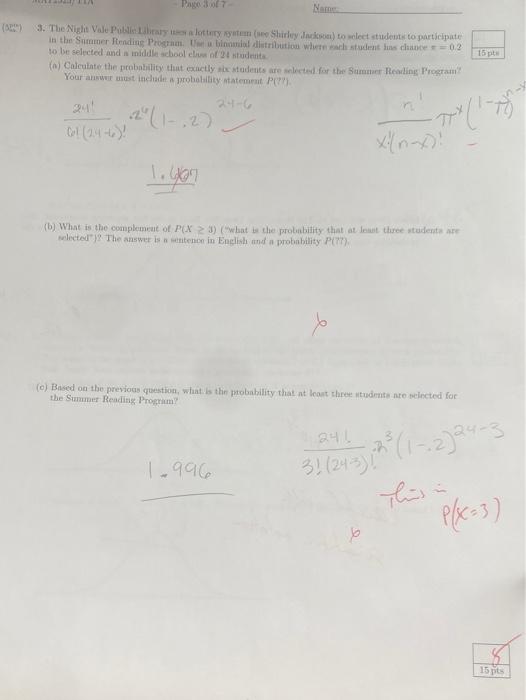 Solved Nam 3. The Night Vale Petrary lottery yutu (Shirley | Chegg.com