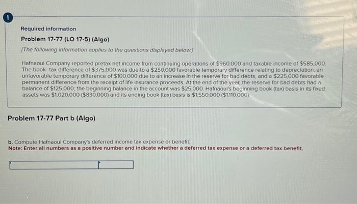 Solved Required information Problem 17.77 (LO 17.5) (Algo) | Chegg.com