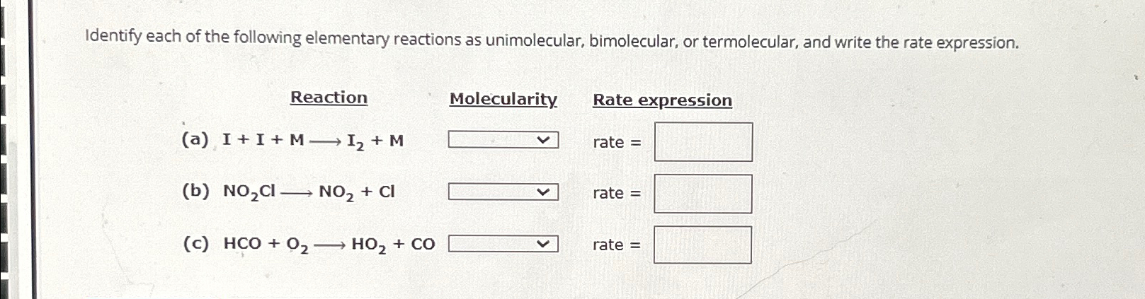 Solved Identify each of the following elementary reactions | Chegg.com