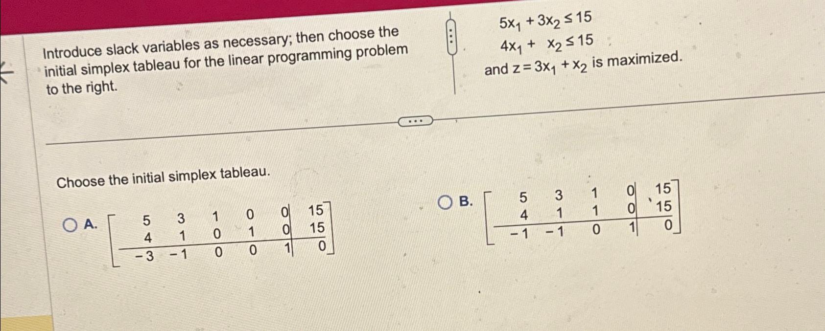 Solved Introduce slack variables as necessary; then choose | Chegg.com