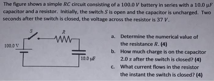 Solved The figure shows a simple RC circuit consisting of a | Chegg.com