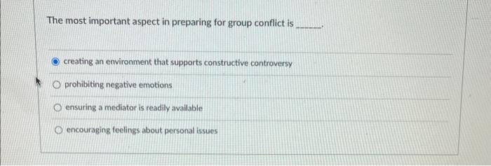 Solved The most important aspect in preparing for group | Chegg.com