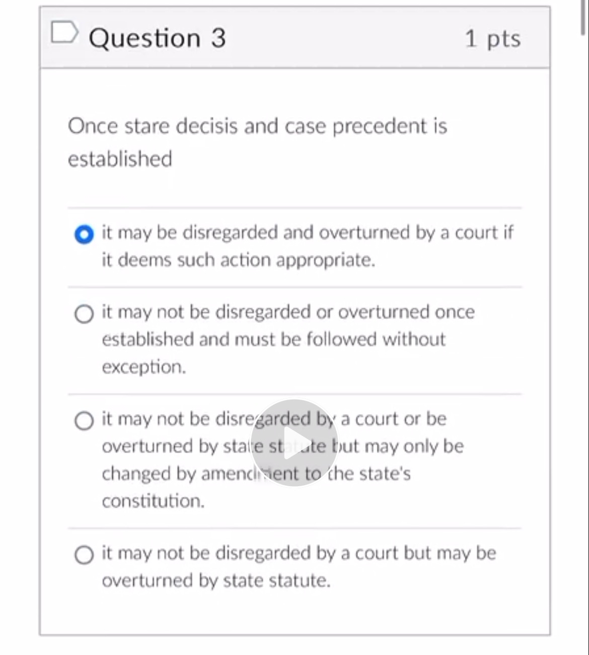 Solved Question 31ptsOnce stare decisis and case precedent | Chegg.com